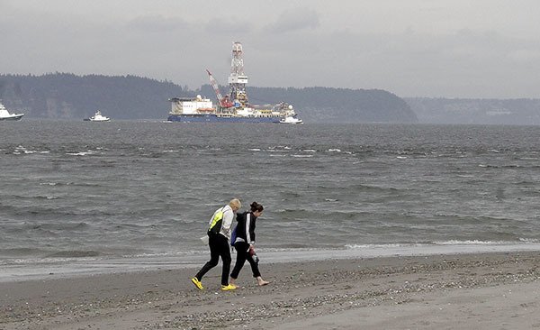 Oil-drilling ship's passage: Little notice here, but protests in ...